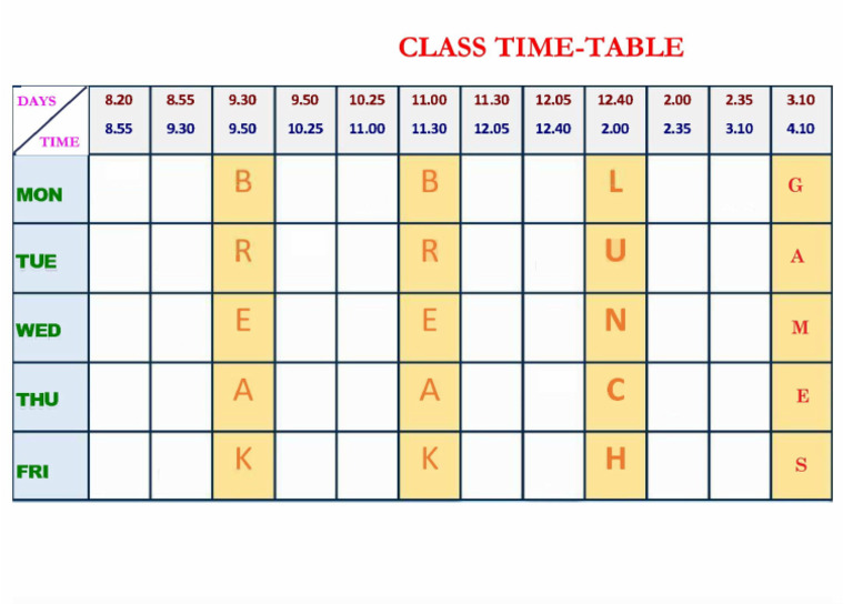 Universal Personal Time-Table | PDF