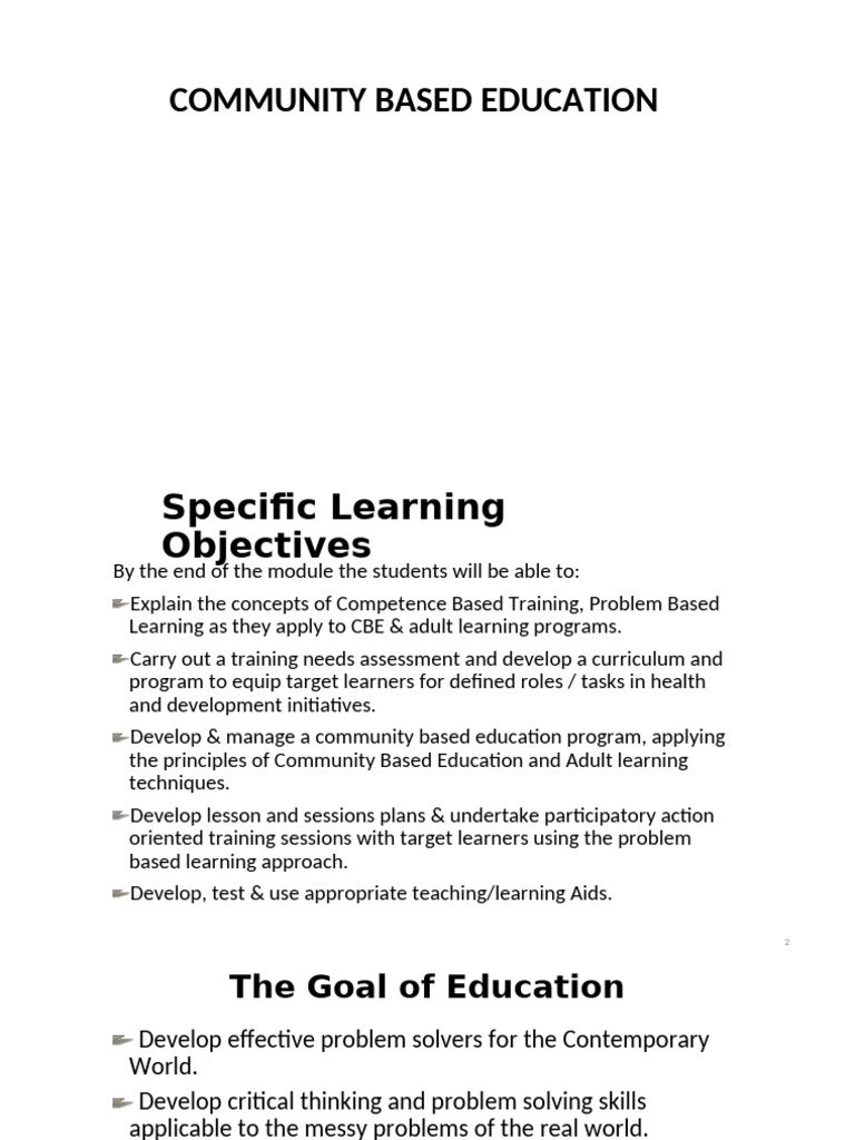 Community Based Education | PDF | Learning | Knowledge