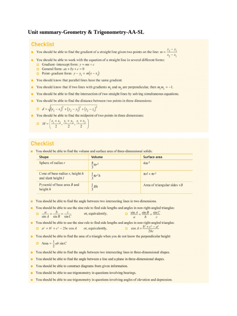 Geometry & Trigonometry AA HL | PDF