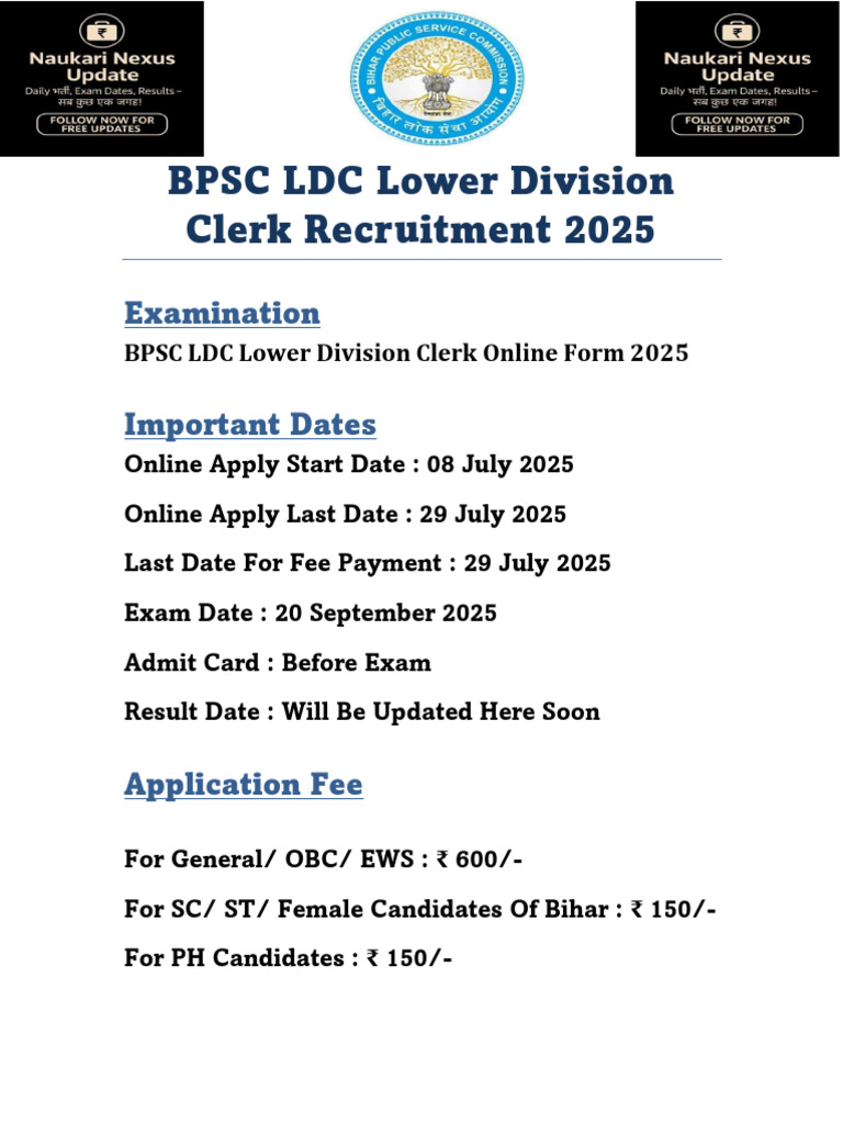 BPSC LDC Online Form 2025 | PDF