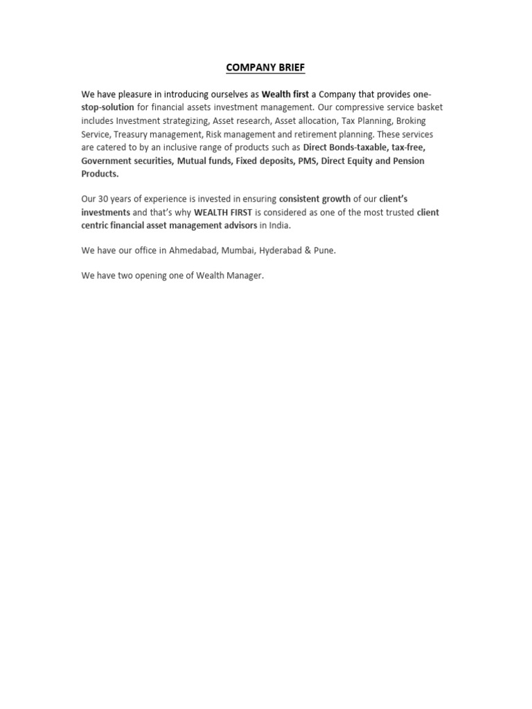 Wealth Manager Job Profile1 | PDF | Investment Management | Wealth