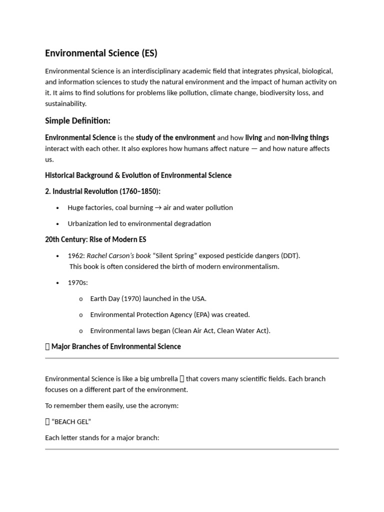 Environmental Science LECTURE 1 | PDF | Ecosystem | Earth Sciences