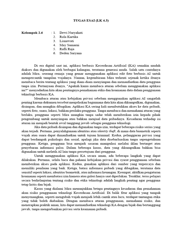 Tugas Esai LK 4.3 | PDF