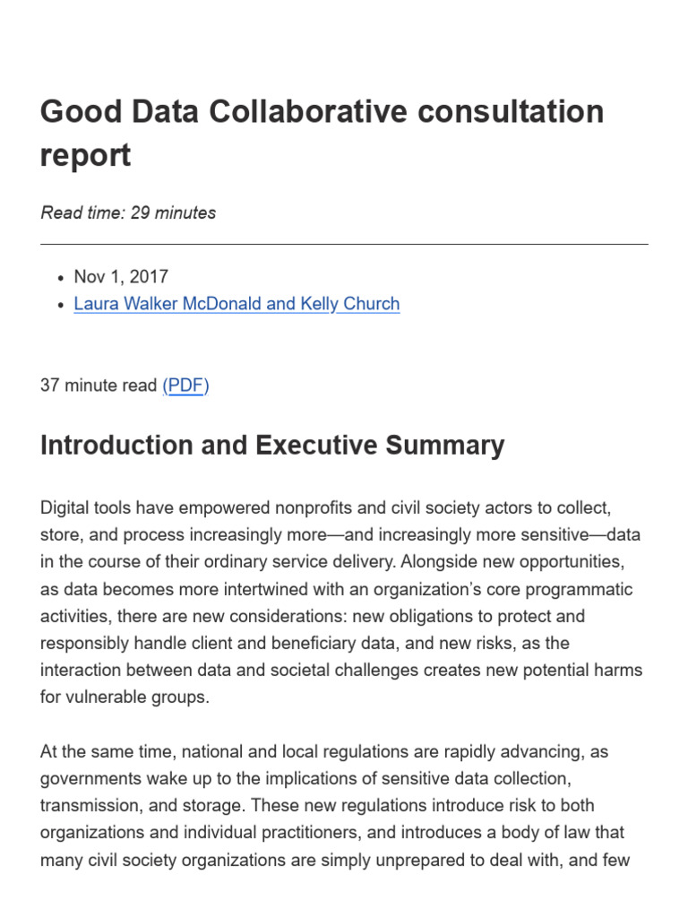 Good Data Collaborative Consultation Report | PDF | Interview ...