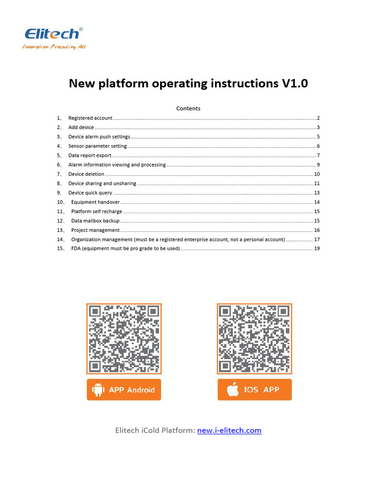 Elitech iCold Platform User Guide | PDF | Menu (Computing) | Computing