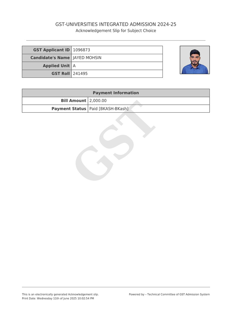 Acknowledgement Slip-1096873 | PDF