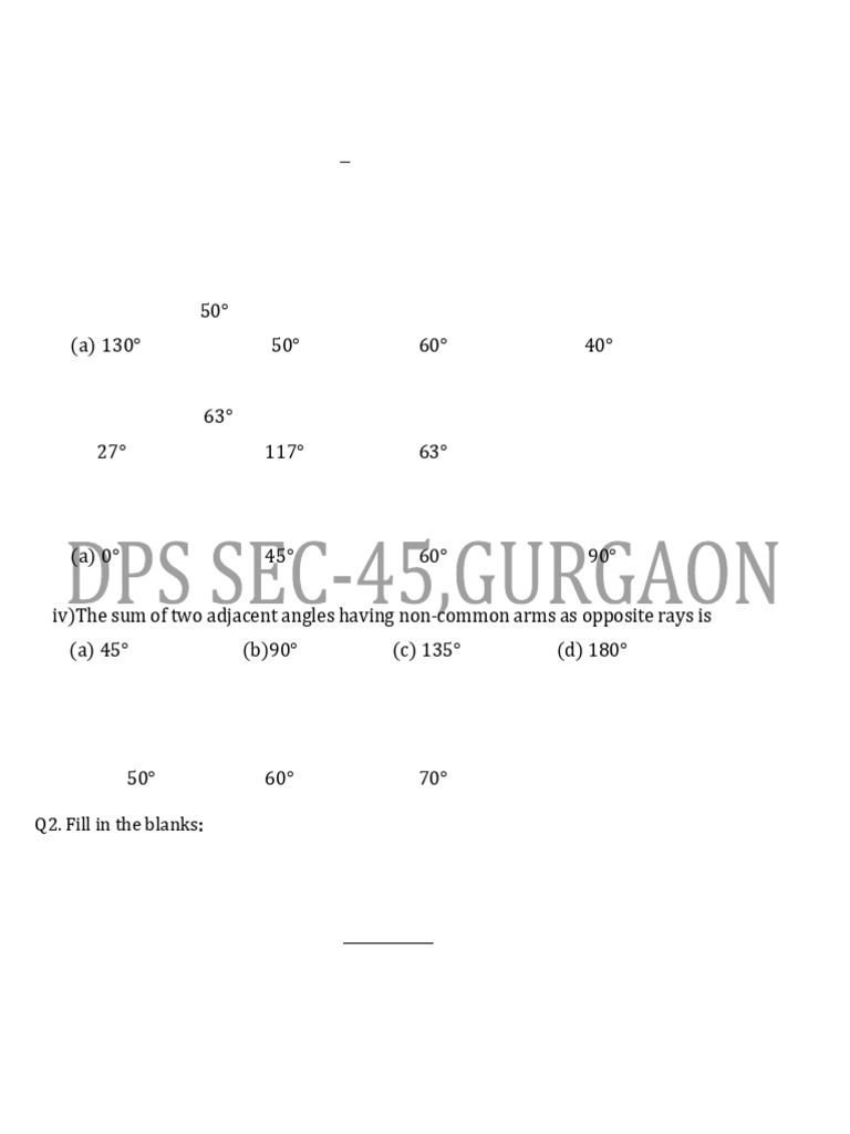 7 Math Worksheet Assignment Booklet Lines and Angles | PDF
