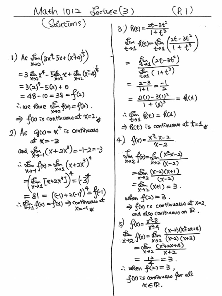 Solutions To Math 1012 (Lecture3) (Q1-15) | PDF