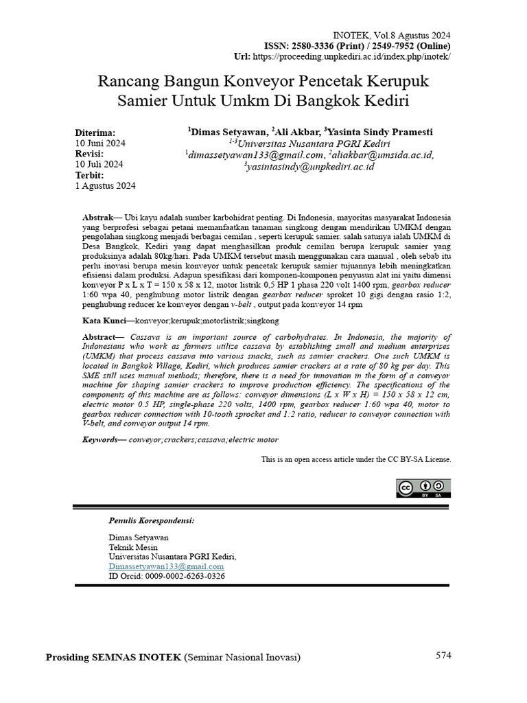 Rancang Bangun Konveyor Kerupuk Samier | PDF