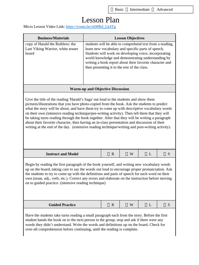 8) Original Reading, Writing, Grammar Lesson | PDF | Learning | Human ...