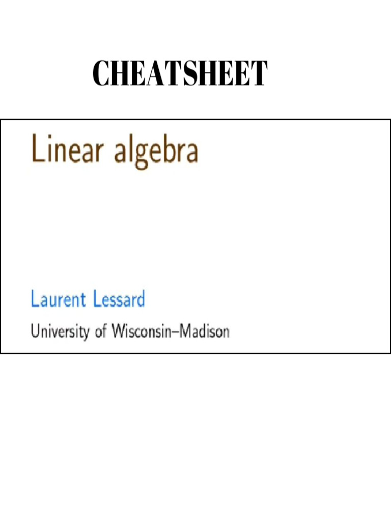 Linear Algebra Cheatsheet | PDF