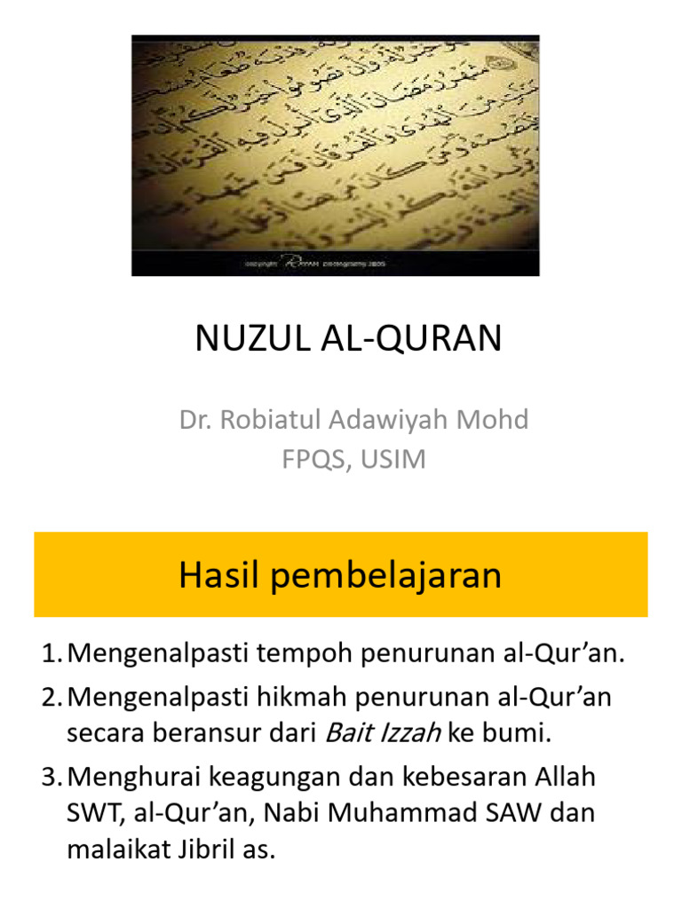 Ulum Quran: Nuzul Quran | PDF