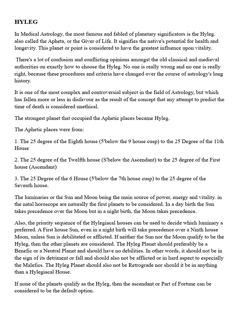 Hyleg and Stationary Planets | PDF | Planetary Science | Divination