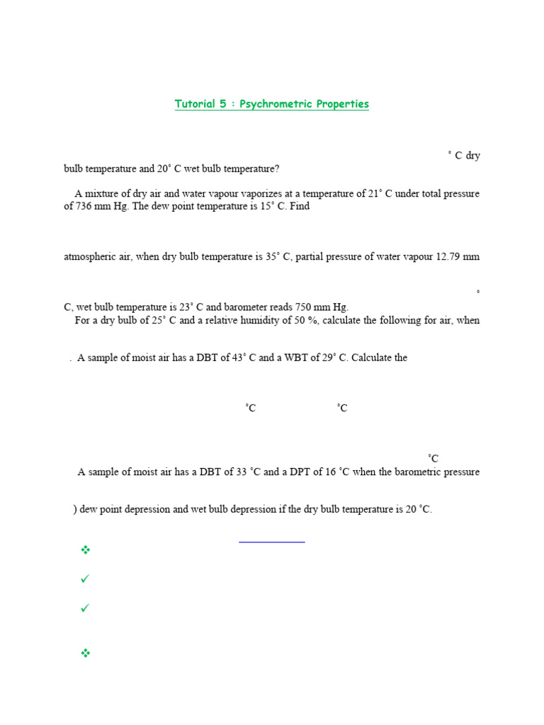 Psychrometric Calculations and Formulas | PDF | Humidity | Water Vapor