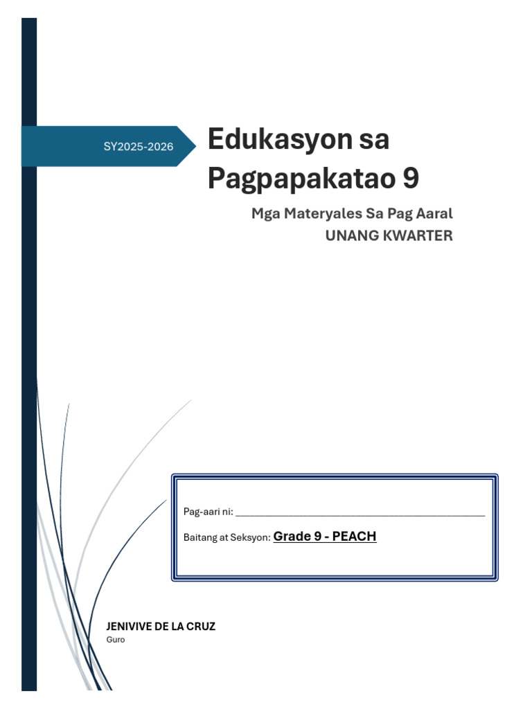 Quarter 1, EsP9 (Compiled) | PDF