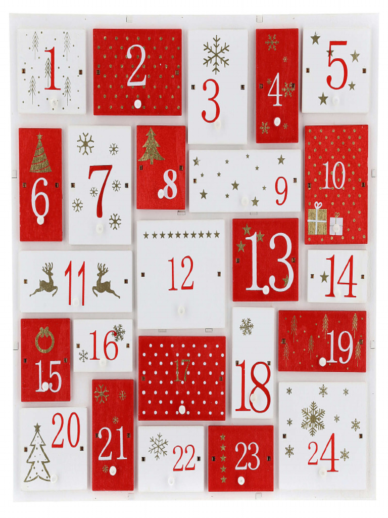 Red and White Advent Calendar Wood 32x32 CM | PDF