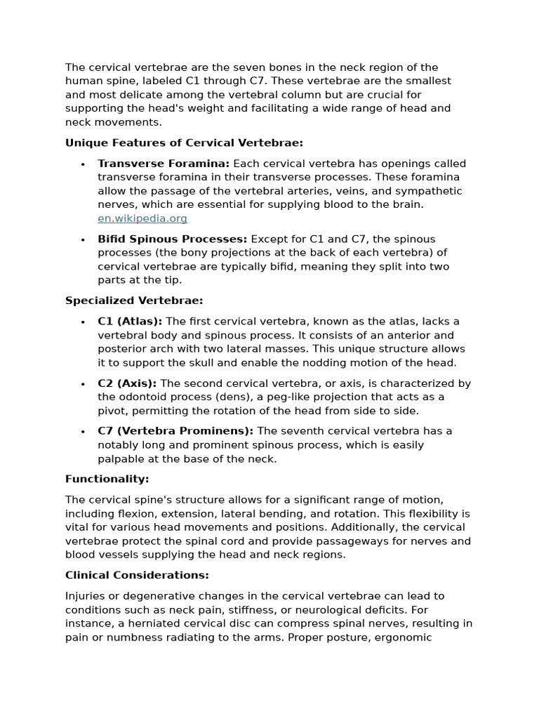 Cervical Vertebrae | PDF