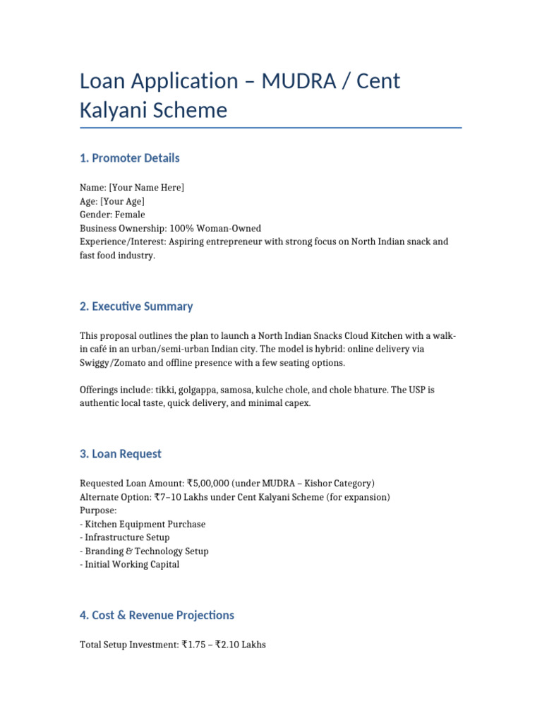 Cent Kalyani Scheme Loan Proposal | PDF