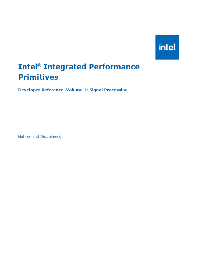 Intel Performance Primitives: Signal Processing Guide | PDF | Function ...