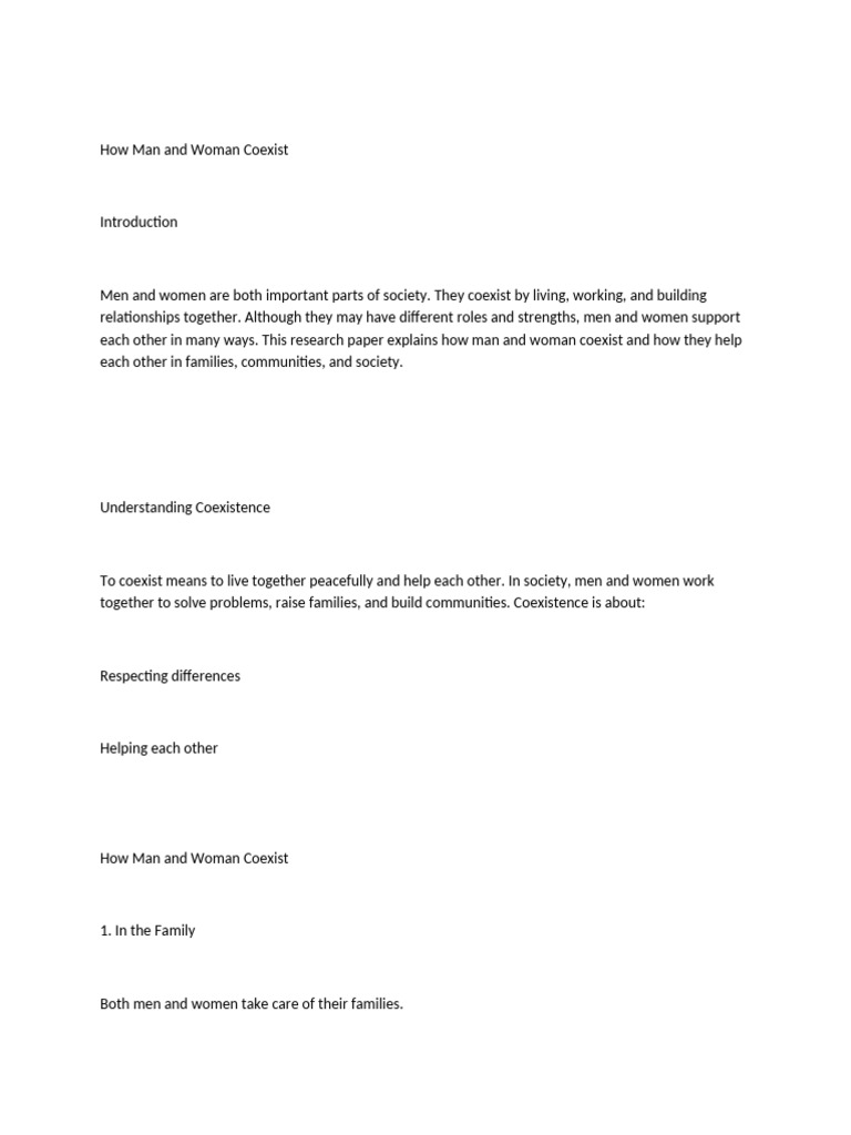 How Man and Woman Coexist | PDF