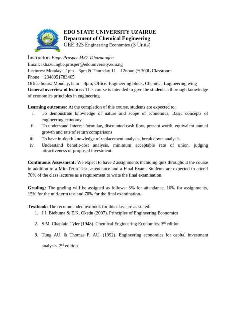 2024.2025 GEE 323 Module 1. Introduction | PDF | Cost | Economics