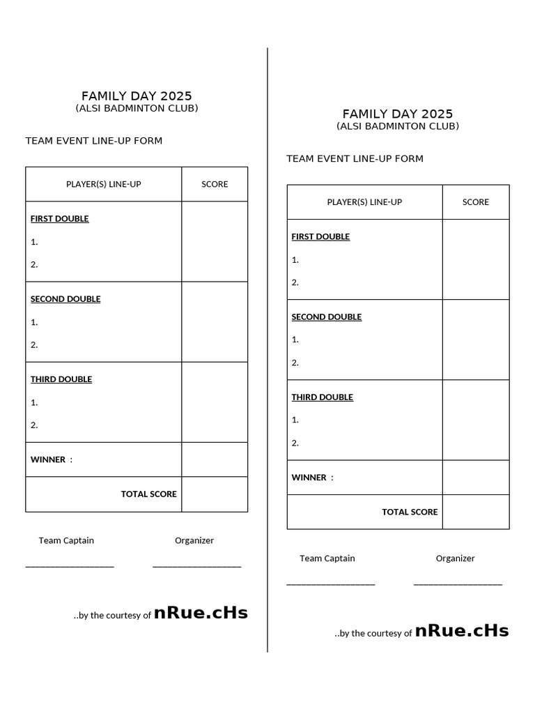 Team Event Setup Form | PDF