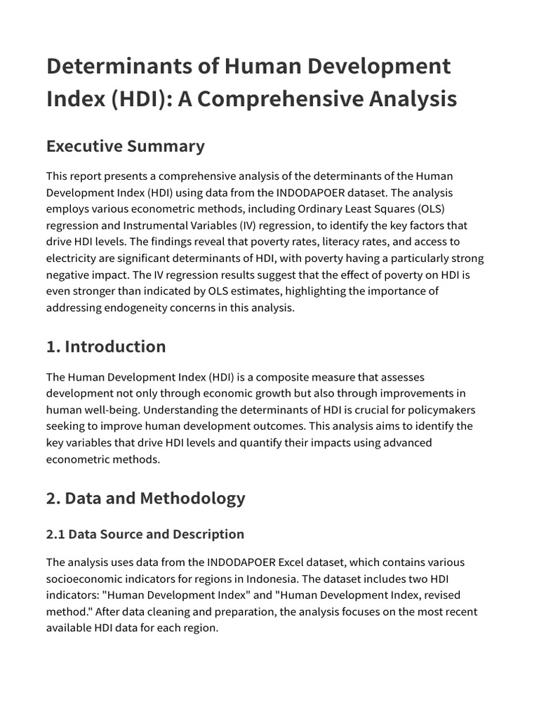 Hdi Determinants Report | PDF | Linear Regression | Human Development Index