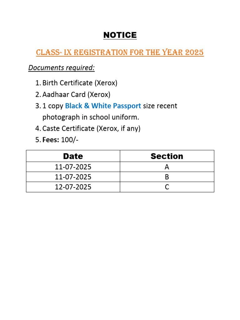 NOTICE IX 2025 Registration | PDF