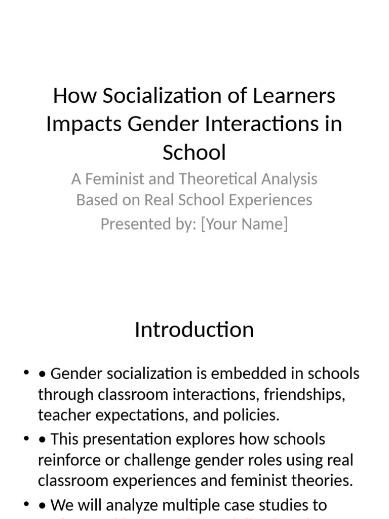 Gender Socialization in Schools: A Study | PDF | Gender | Gender Studies