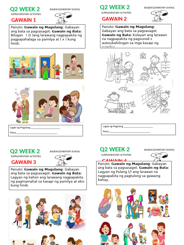 Kindergarten Q2-Week 2 Supplementary Activities | PDF