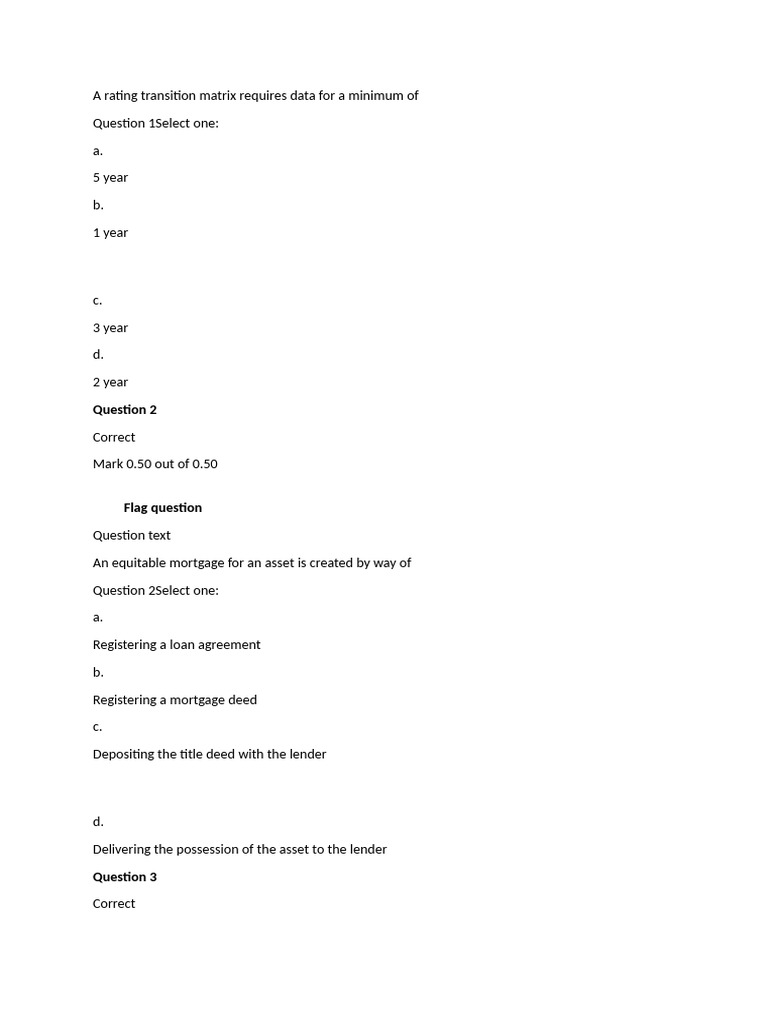 A Rating Transition Matrix Requires Data For A Minimum of | PDF ...