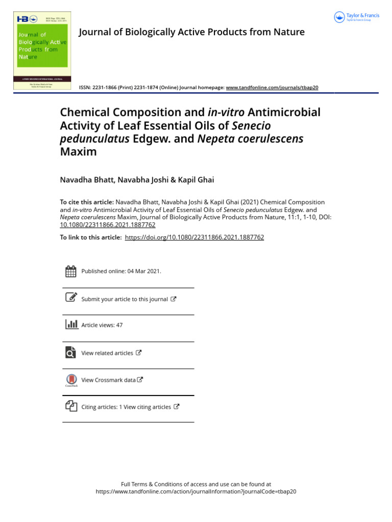 Chemical Composition and In-Vitro Antimicrobial Activity of Leaf ...