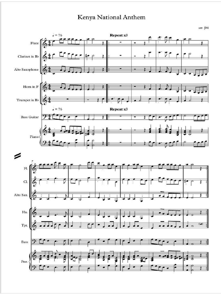 Kenya National Anthem Orchestra | PDF