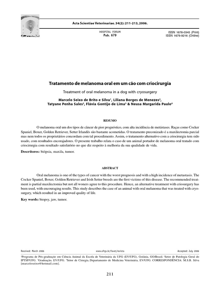 Melanoma Oral Criocirurgia | PDF | Melanoma | Neoplasmas