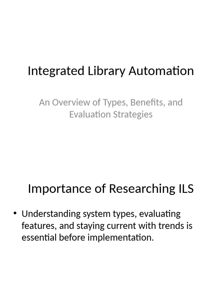 Integrated Library Automation Presentation | PDF