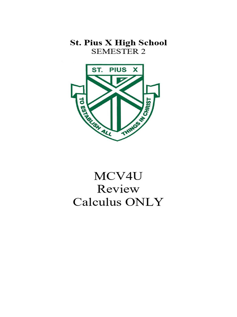 MCV4U Practice For Calculus Culminating | PDF | Slope | Derivative