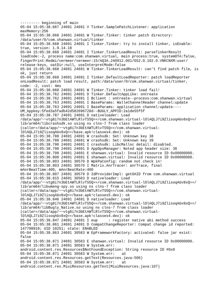Com - Shanwan.virtual Logcat | PDF | Android (Operating System) | Computer Science