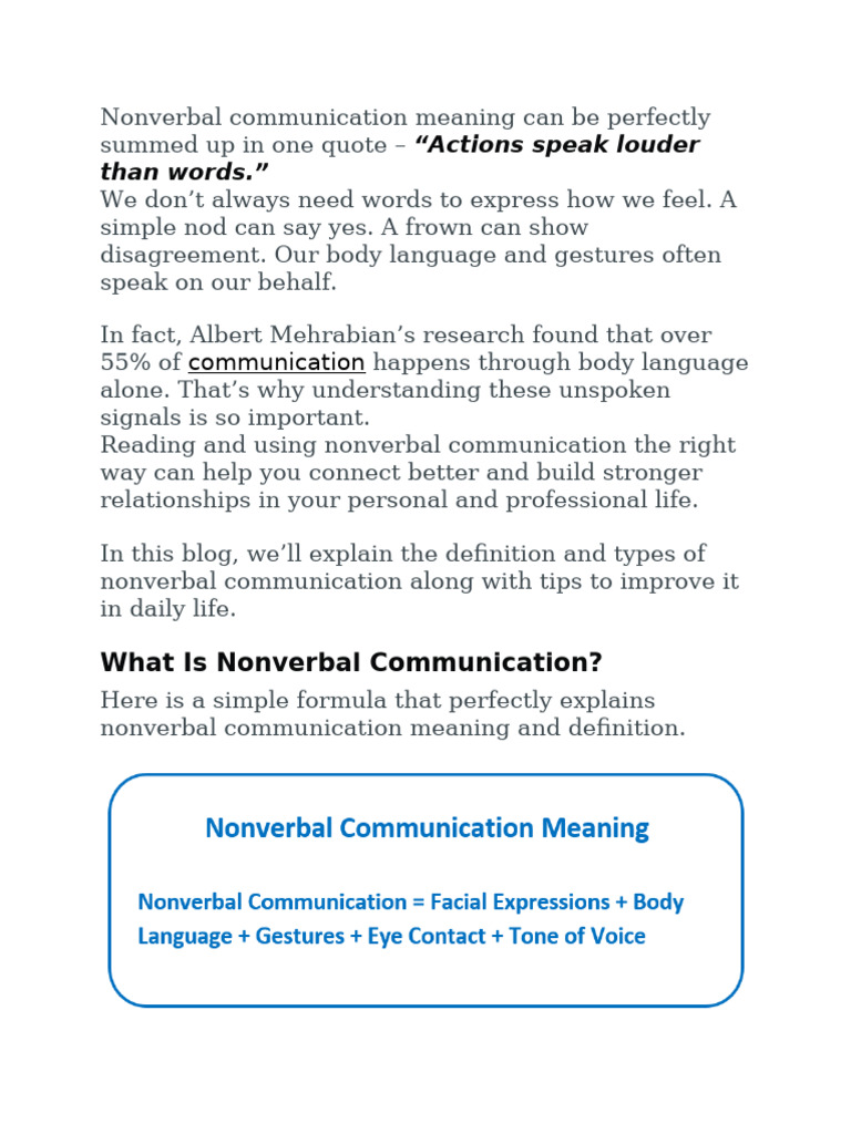 Nonverbal Communication | PDF | Nonverbal Communication | Communication