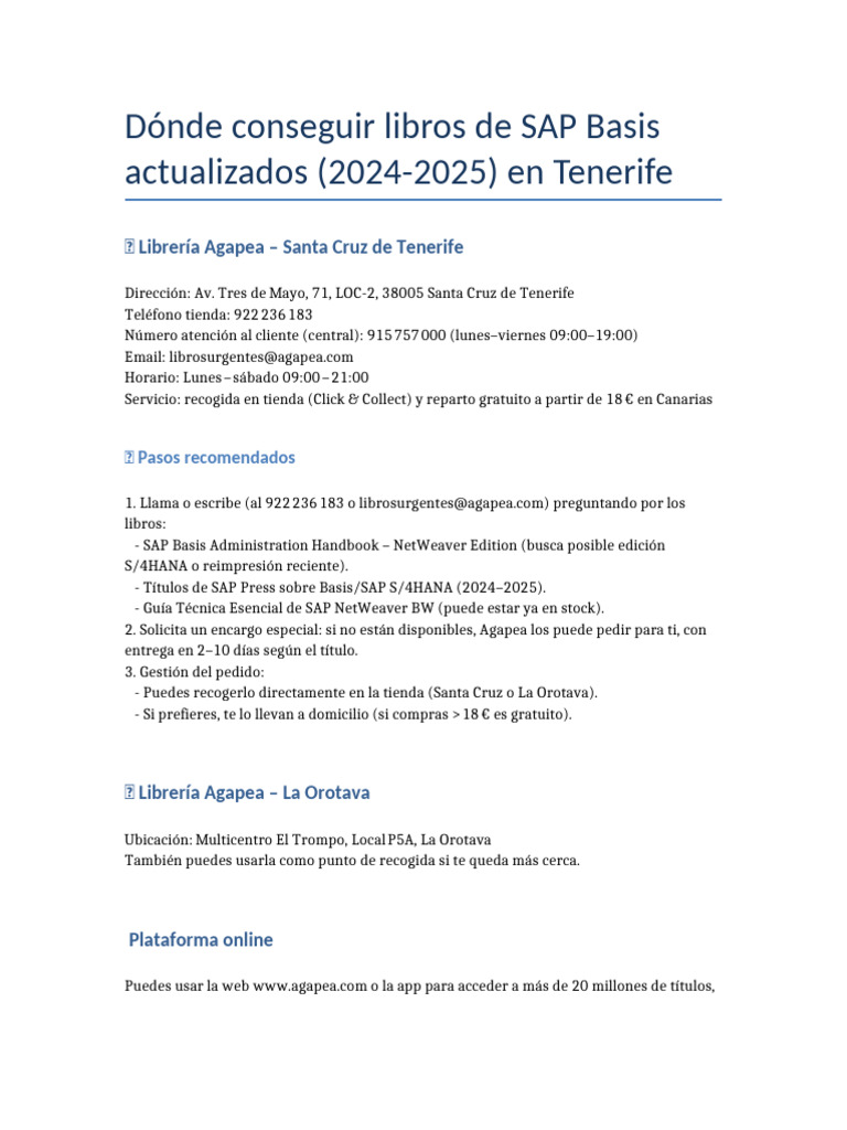 SAP Basis Libros Tenerife 2024 2025 | PDF