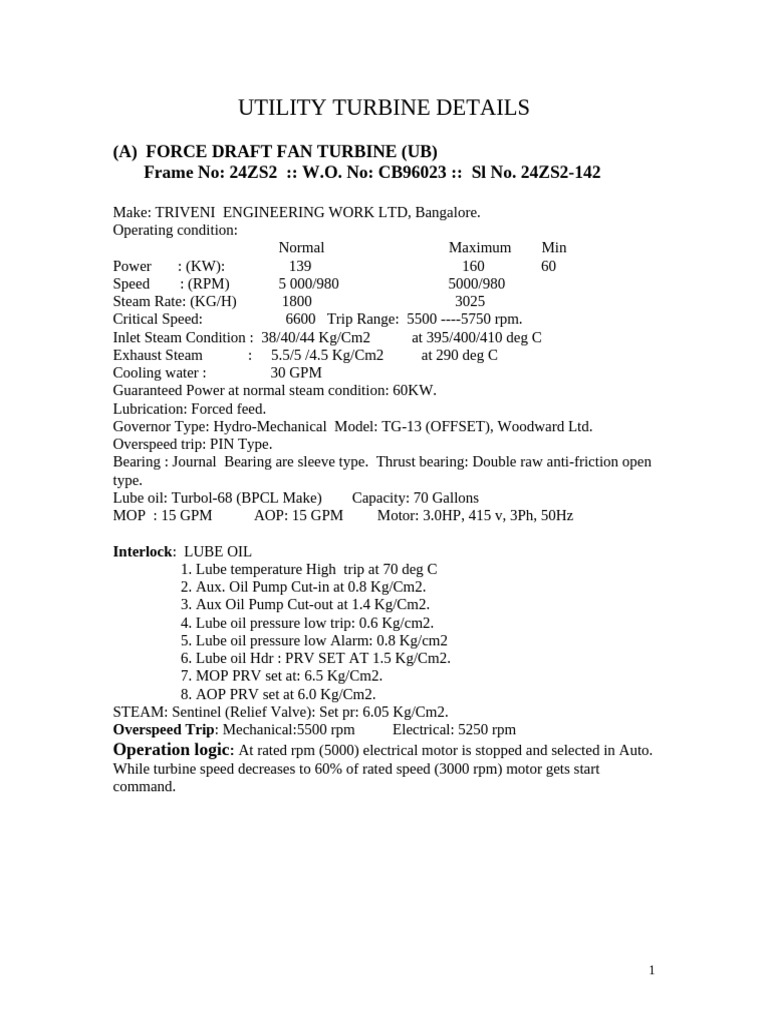 Utility Turbine Details | PDF | Pump | Lubricant