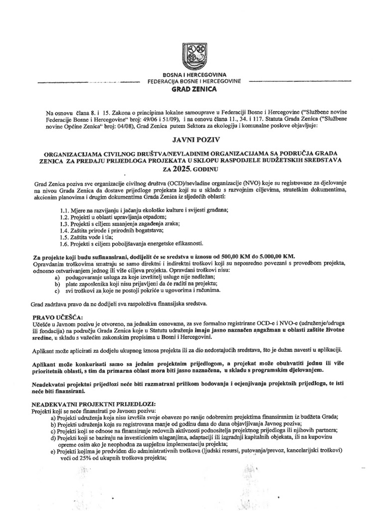 Tekst Javnog Poziva | PDF