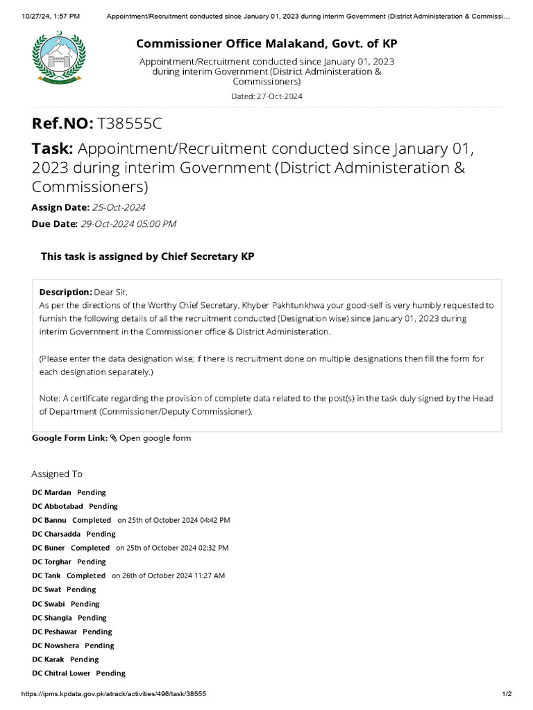 Appointment - Recruitment Conducted Since January 01, 2023 During ...