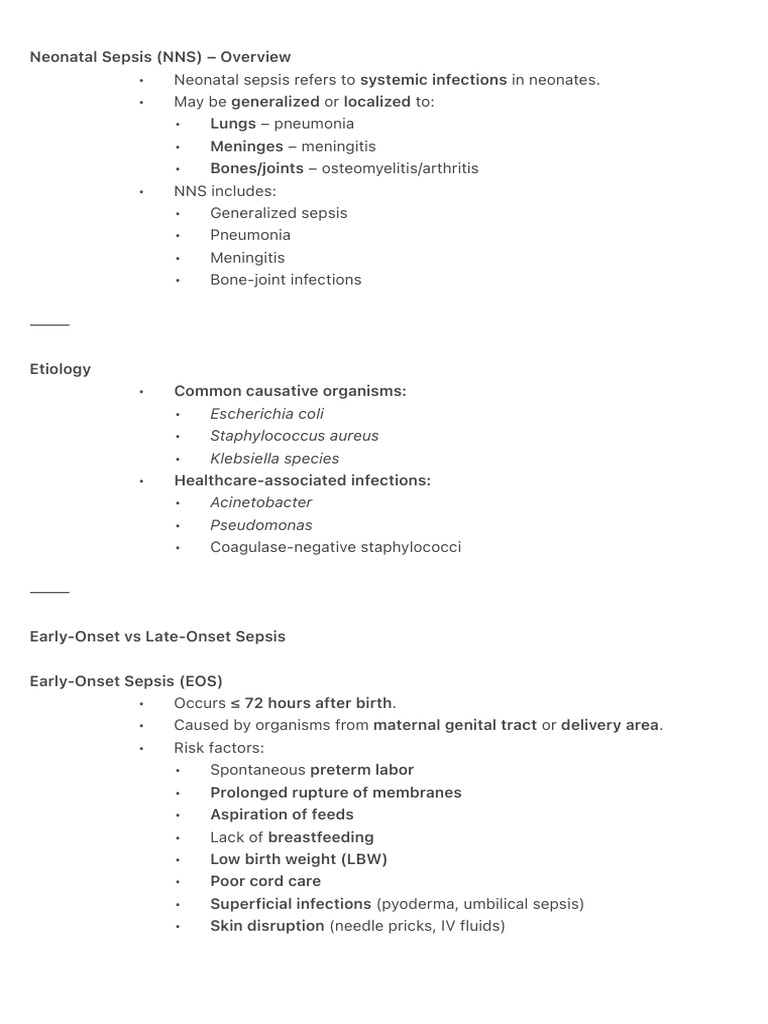 Neonatal Sepsis (NNS) - Overview | PDF | Sepsis | Pneumonia