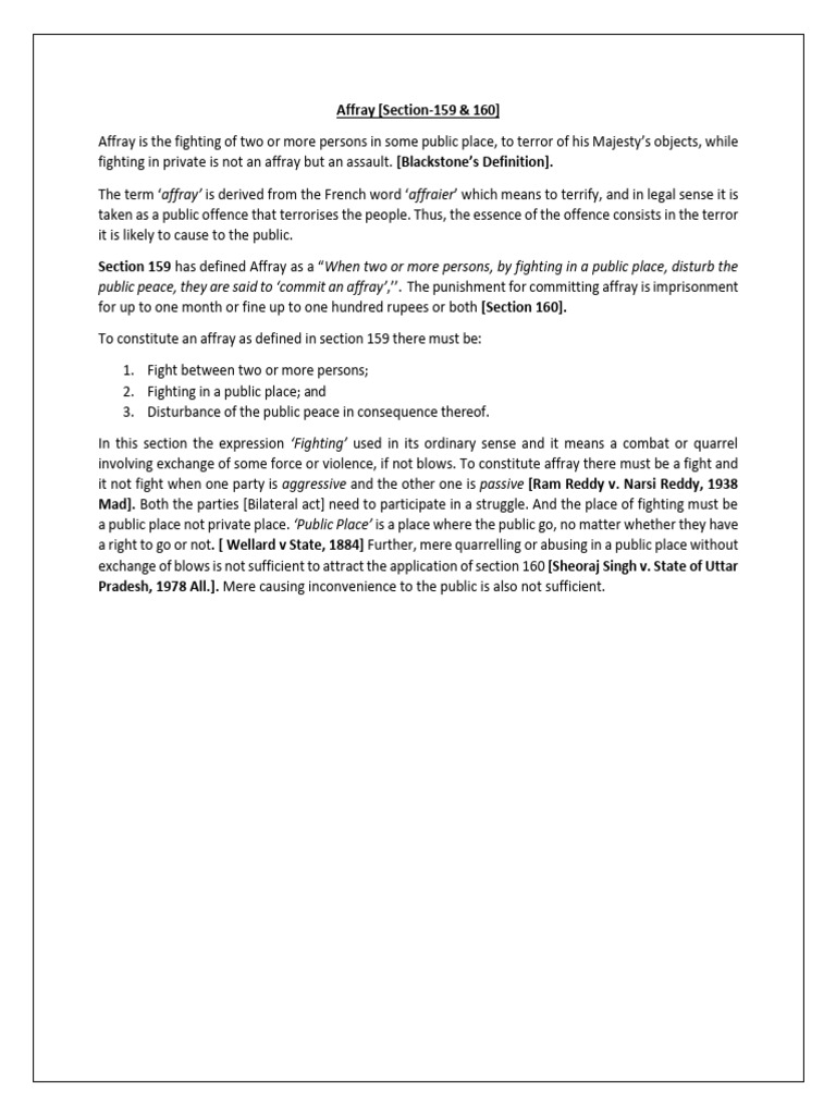 Affray Under IPC: Definition and Punishment | PDF