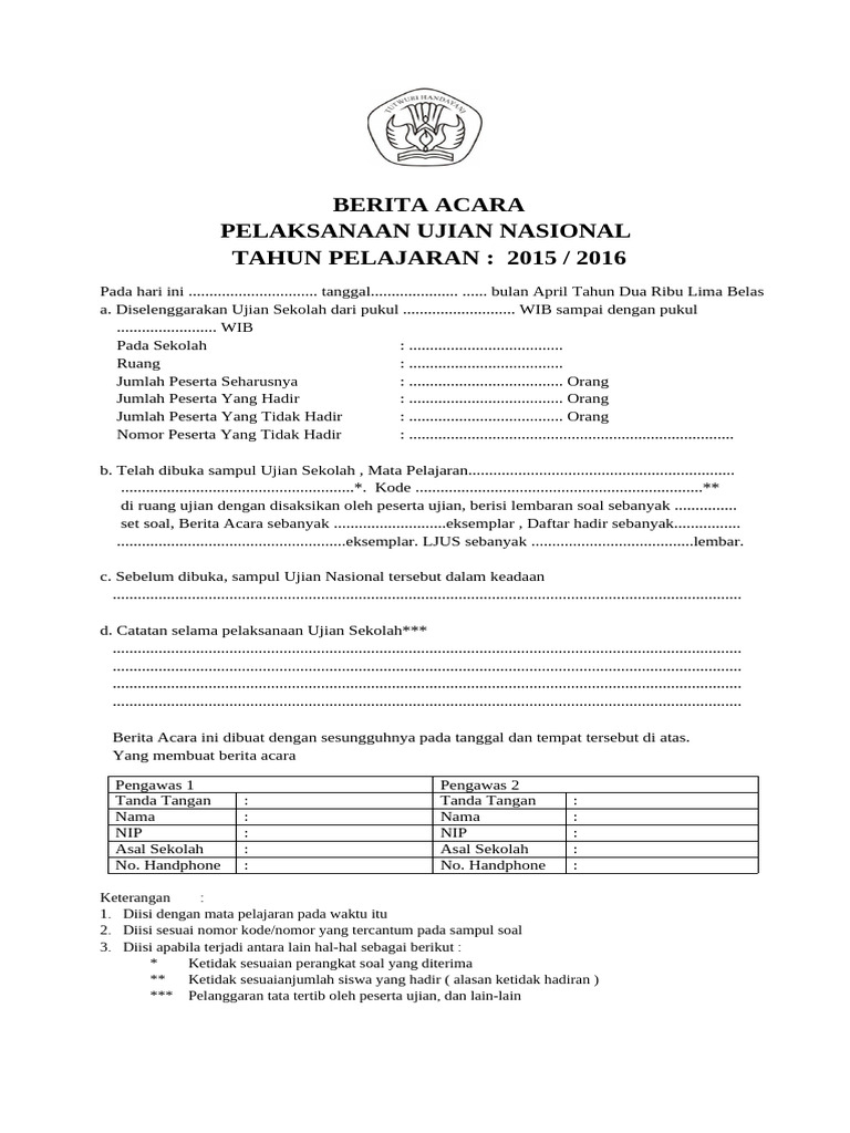 Berita Acara Ujian | PDF