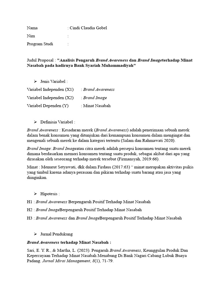 Kerangka Mini Proposal Cindi | PDF