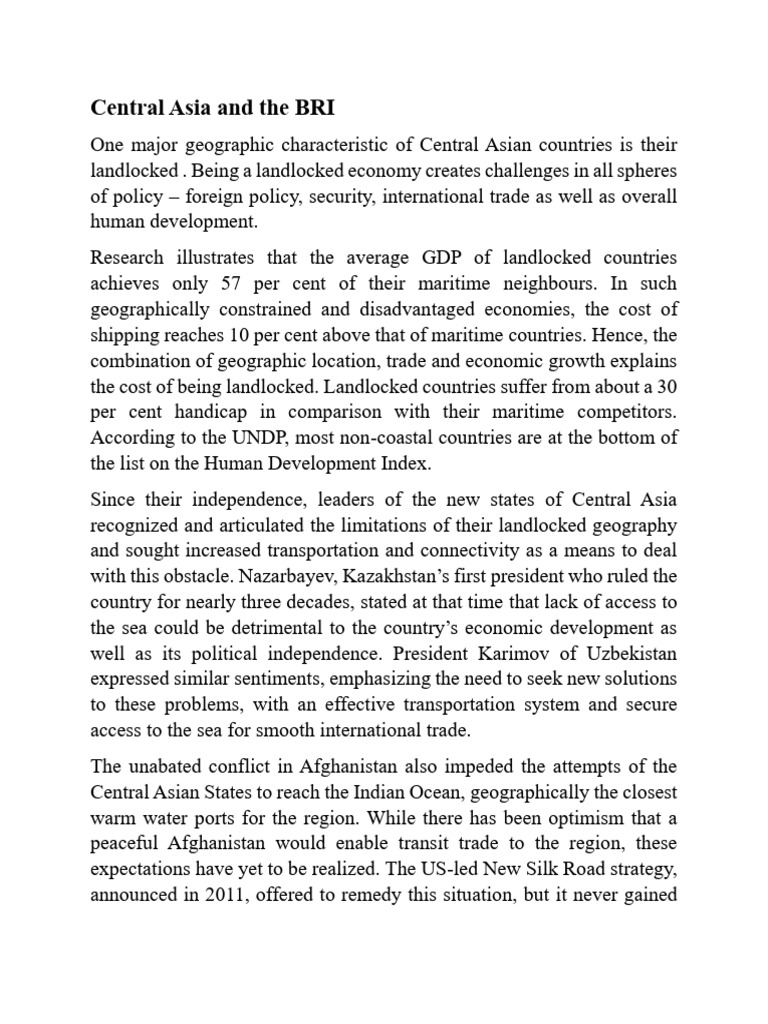 Central Asia's BRI: Challenges and Opportunities | PDF | Central Asia ...