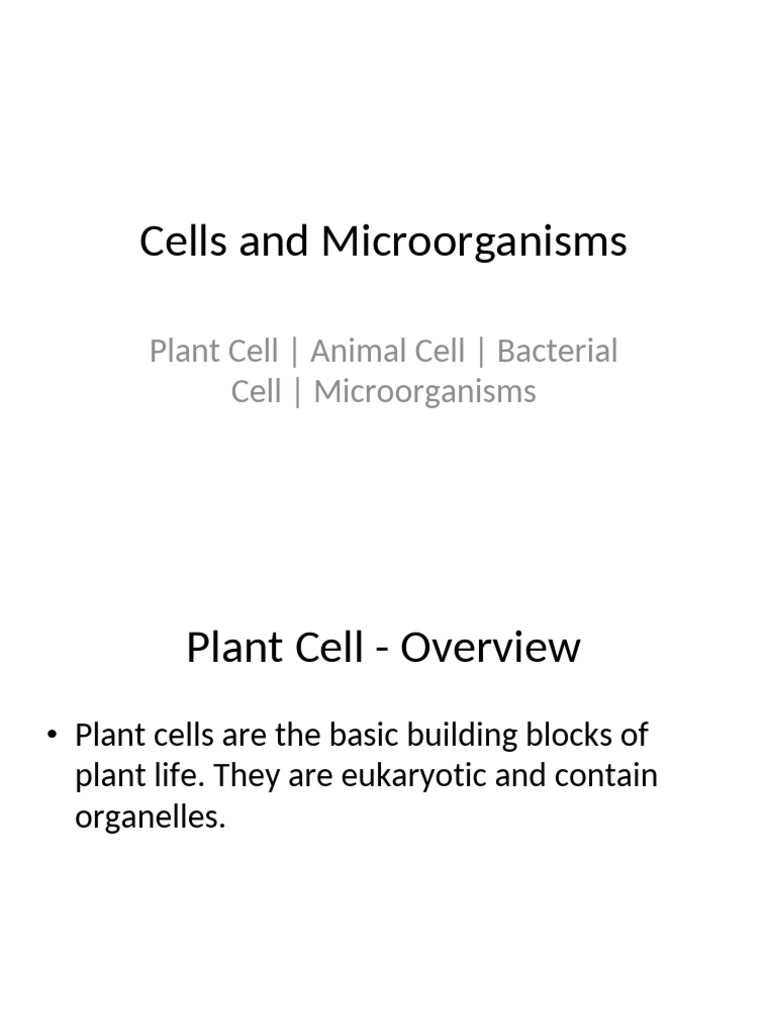 Cells and Microorganisms Presentation | PDF | Cell (Biology) | Bacteria