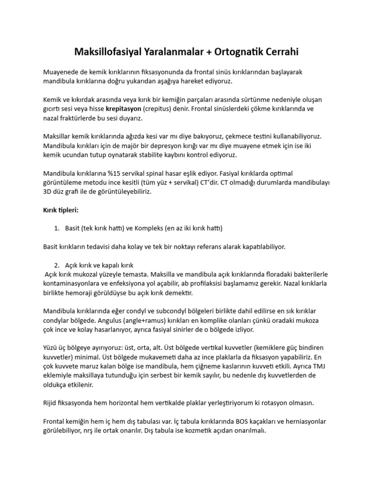 Maksillofasiyal Yaralanmalar & Ortognatik Cerrahi | PDF