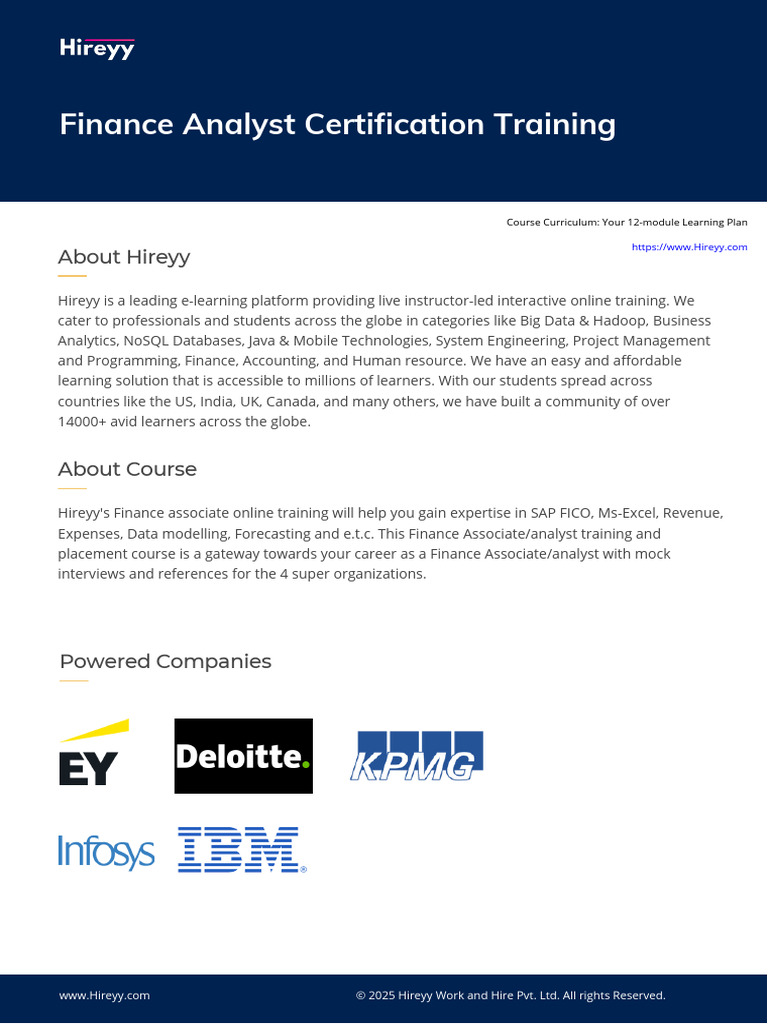 Finance Analyst Certification Curriculum | PDF | Financial Analyst ...